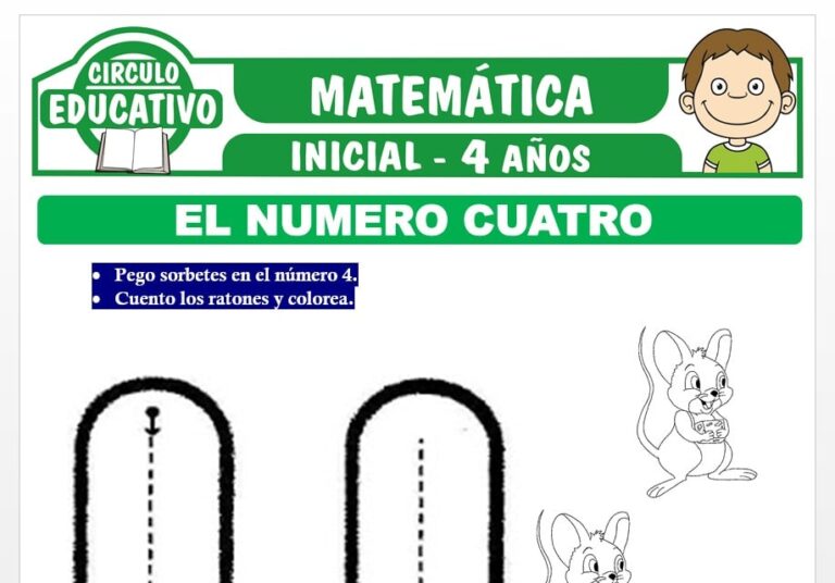 El Número Cuatro para Niños de Cuatro Años – Fichas GRATIS