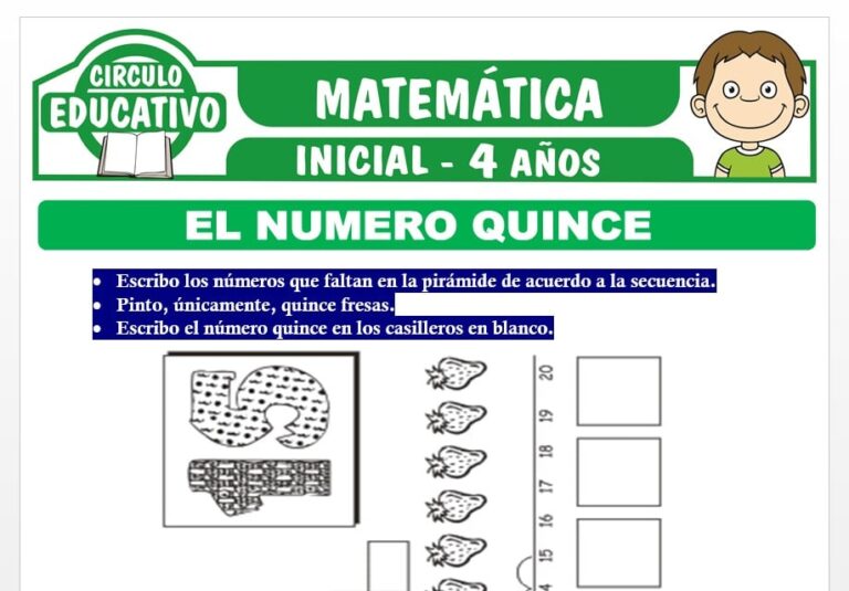 El Número Quince para Niños de Cuatro Años – Fichas GRATIS