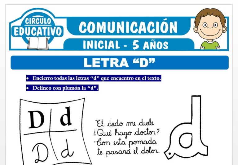 La Consonante D para Niños de Cinco Años – Fichas GRATIS