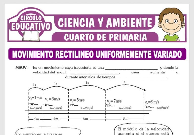 Movimiento Rectilíneo Uniformemente Variado para Cuarto de Primaria – Fichas GRATIS