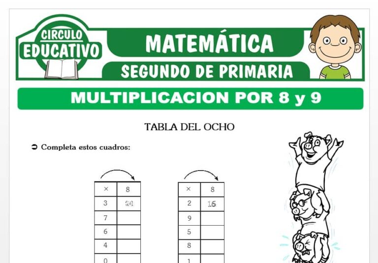 Multiplicación por 8 y 9 para Segundo de Primaria – Fichas GRATIS