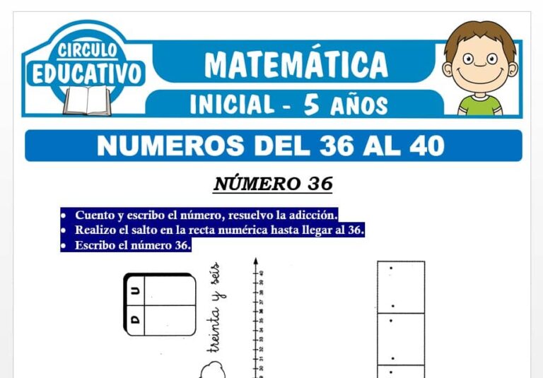 Números del 36 al 40 para Niños de Cinco Años – Fichas GRATIS