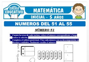 Números del 51 al 55 para Niños de Cinco Años – Fichas GRATIS