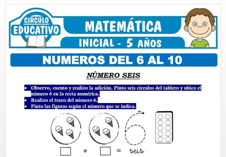 Números del 6 al 10 para Niños de Cinco Años – Fichas GRATIS